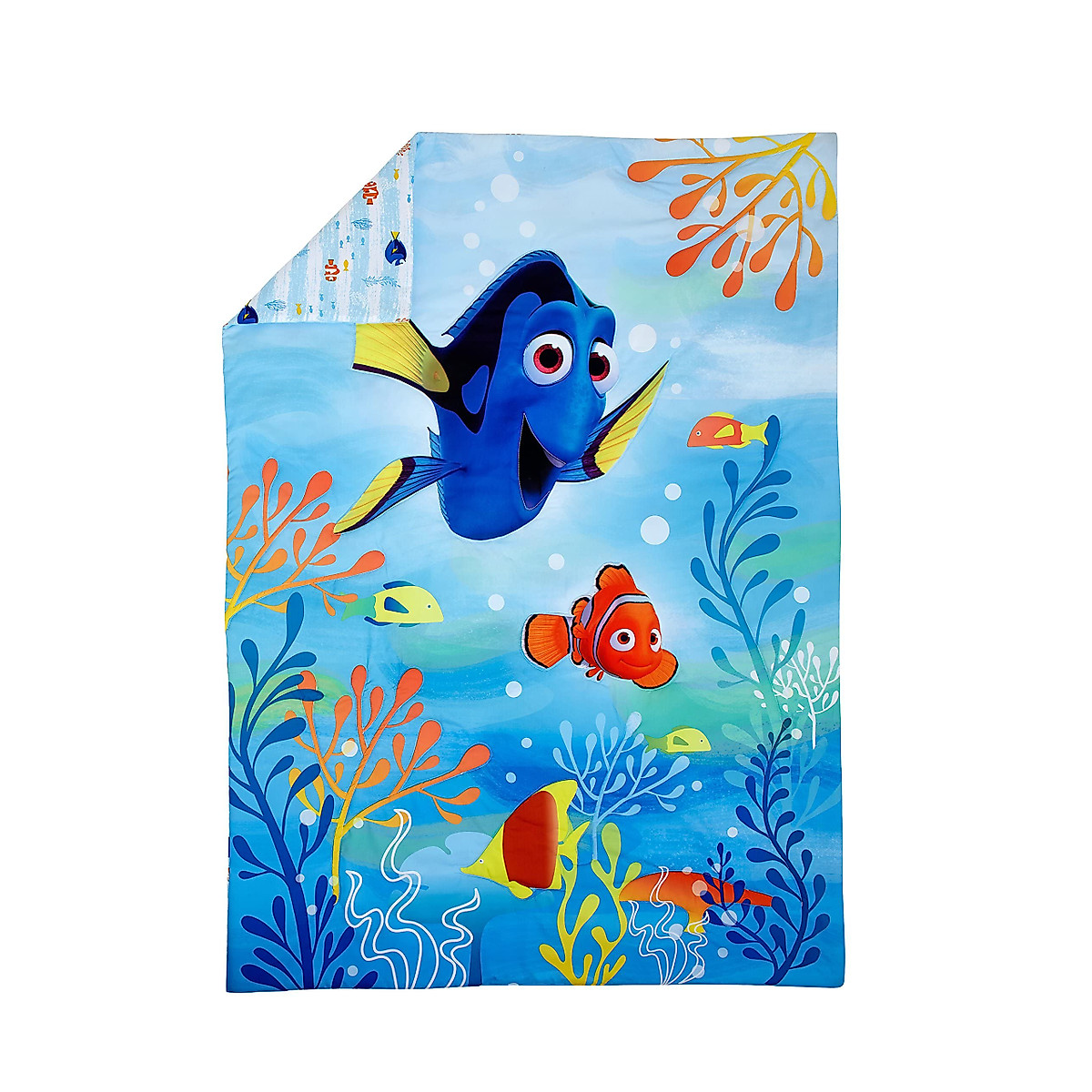 Disney Finding Dory 4 Piece Toddler Bedding Set, Blue/Orange/Yellow