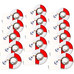 PartyTalk 50pcs Nautical Wedding Favors Lifesaver Bottle Opener with Anchor Tags and String Beach Wedding Gifts Nautical Baby Shower Birthday Party Decorations
