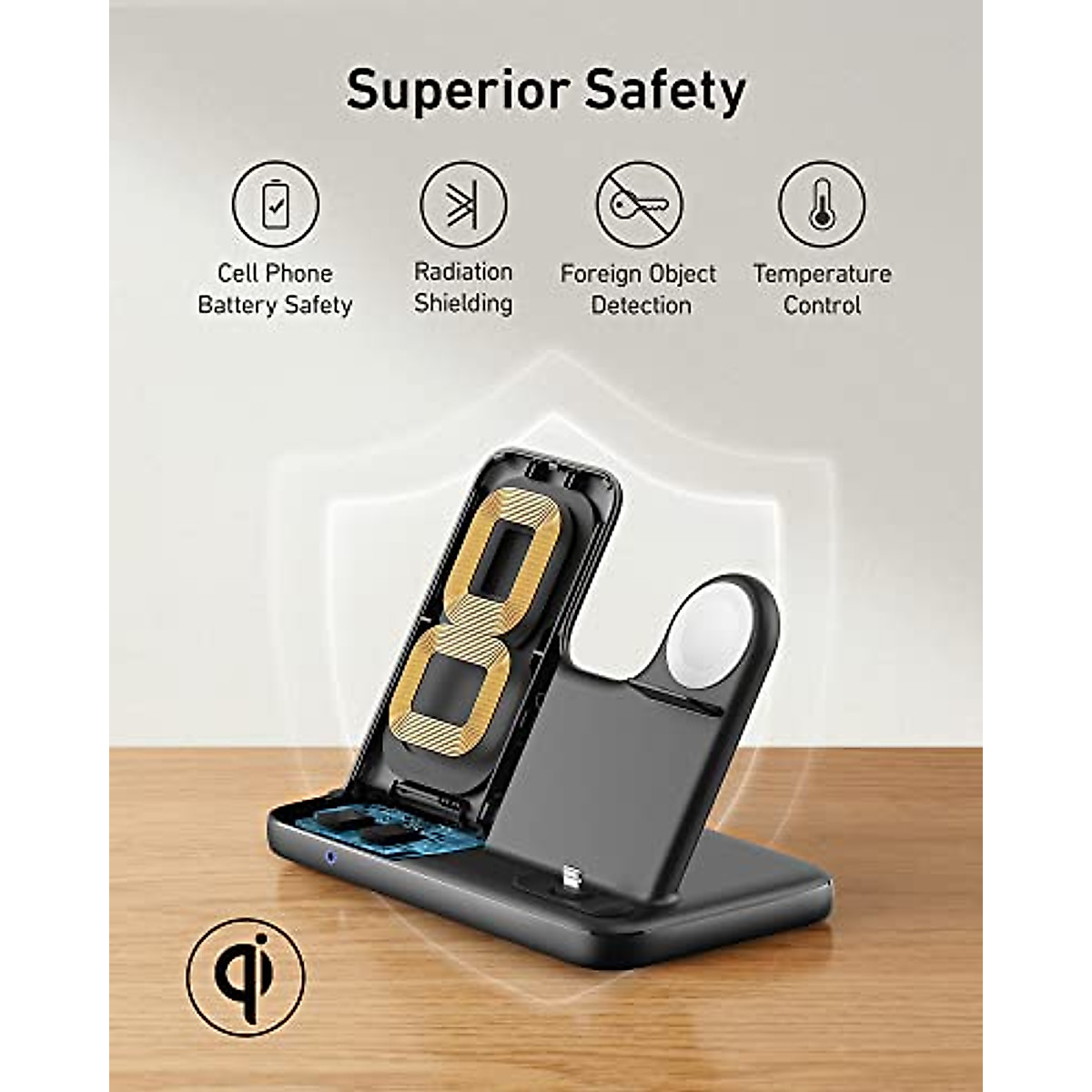 Anker 544 Wireless Charger (4-in-1 Stand) with 60W Quick Charge DC Adapter and 5 ft Cable for iPhone 14/14 Pro/14 Pro Max/13/13 Pro Max, MFi Certified for Apple Watch SE/7/6/5/4/3/2/1, AirPods