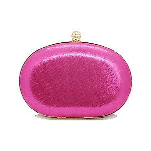 Pink Clutch Purses for Women Rhinestone Crystal Evening Bag Beaded Wedding Flower Handbag (773Fuchsia)