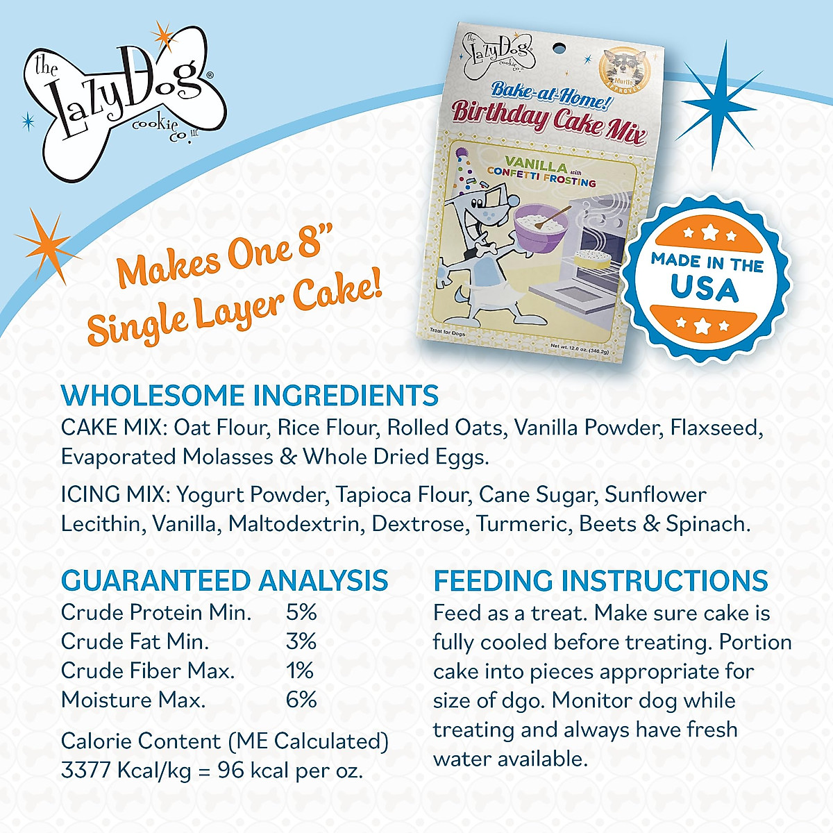 The Lazy Dog Cookie Co. Bake-at-Home Vanilla Birthday Cake Mix Dog Treat, 12-oz