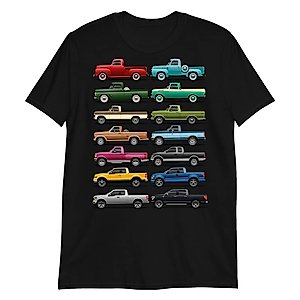 Evolution of Trucks F Series 1948-2021 F1 F100 F150 Short-Sleeve Unisex T-Shirt Black