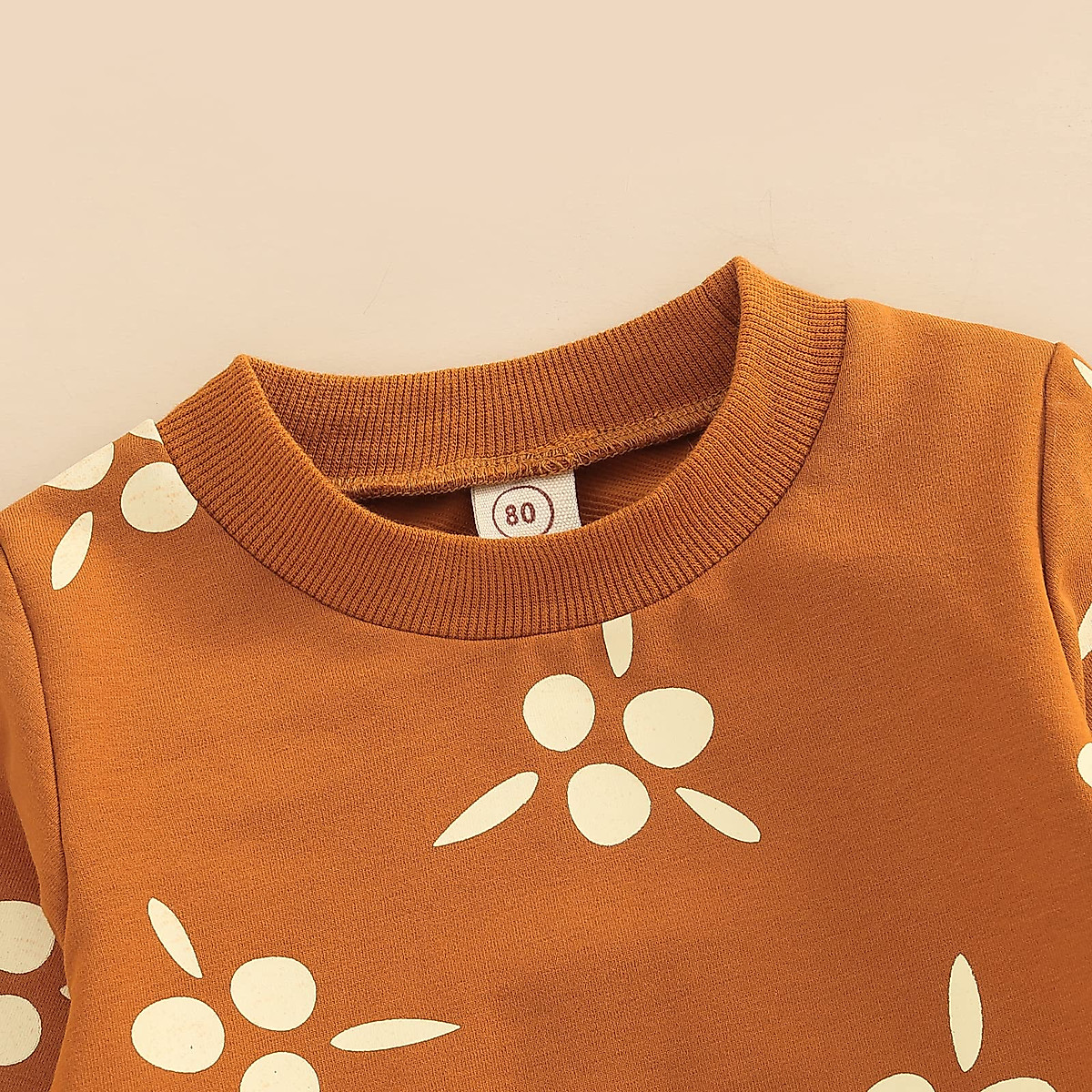 Baby Girl Fall Clothes Long Sleeve Sweatshirts Tops and Pants Set 2 Piece Toddler Girl Cute Floral Outfits (Ginger,18-24 Months)