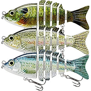 TRUSCEND Fishing Lures for Bass Trout Multi Jointed Swimbait Slow Sinking Bionic Swimming Lures Freshwater Saltwater Lifelike Bass Pike Lures