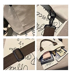 Pbkabiug Canvas Bags for Women Handbag Shoulder Bag Large Capacity Messenger Tote Shopper Bags Casual Cross Body Bag (Black)