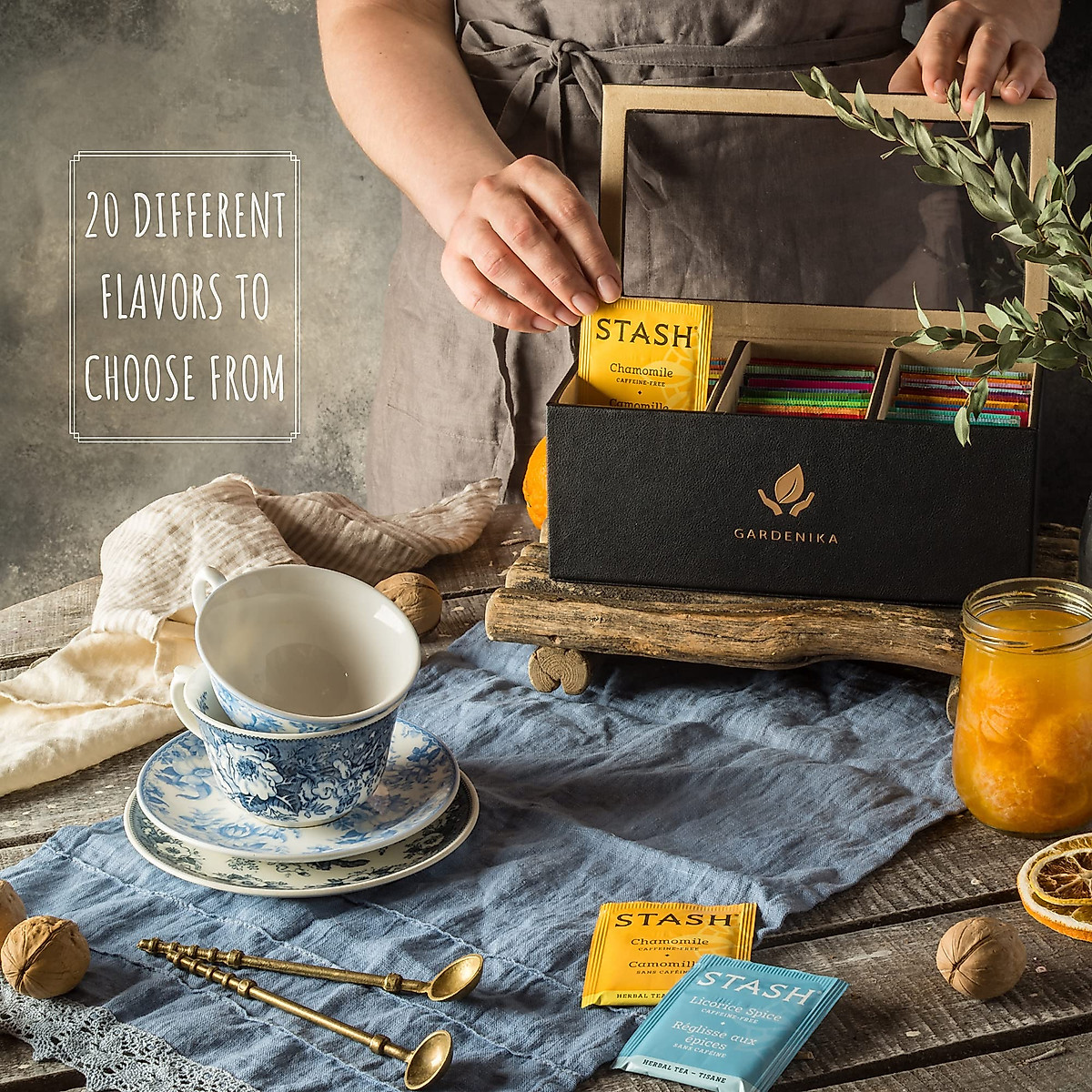 Stash Herbal Tea Sampler Gift Set Box - Naturally Caffeine Free Variety Pack - Holiday Gourmet Sets for Women Men - 60 Count, 20 Different Flavors