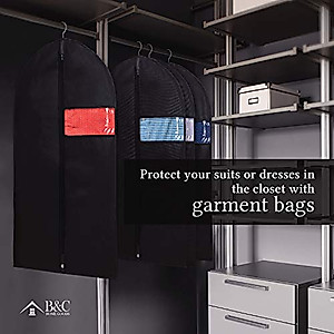 Garment Bags with Shoe Bag - Breathable Garment Bag Covers Set of 5 for Suit Carriers, Dresses, Linens, Storage or Travel - Suit Bag with Clear Window