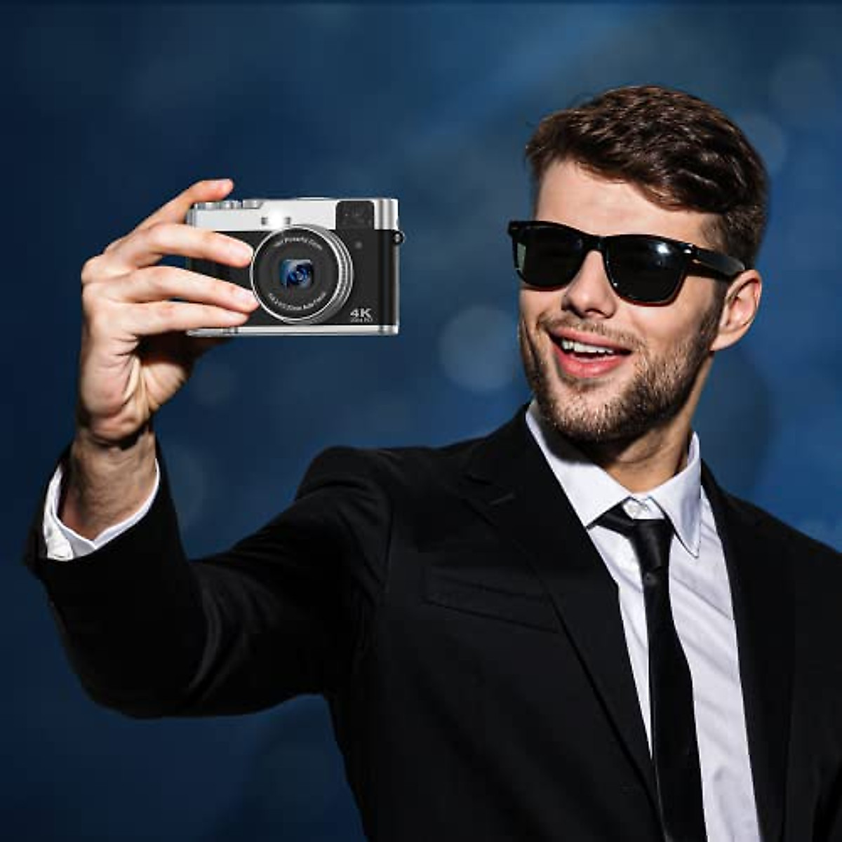 Digital Camera 4K Auto Focus 48MP Vlogging Digital Video Camera for YouTube Portable Digital Camera with Viewfinder Function Rotary Button Fashionable Appearance Design
