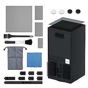 RHOTALL Dust Filter Cover for XBOX Series X with PVC Dust Filter, Silicone Dust Plugs for Ports, 13 in 1 Dust Kit for XBOX X with 4 Thumb Caps, 2 Brushes, Rag and Accessories Storage Bag