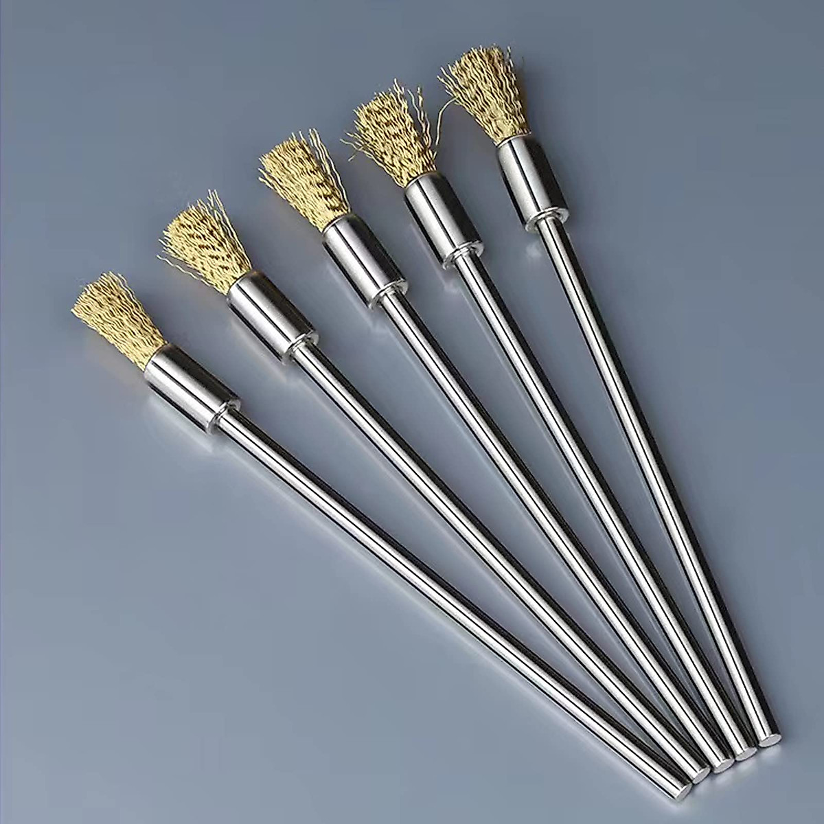 10 Pieces Extended Stainless Copper Wire Cleaning End Brushes Pen Wire Brush Rust Paint Removal Bits Polishing Rotary Tools Accessories 3 mm Mandrel (6 mm end Brush)