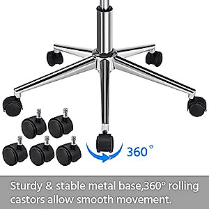 Yaheetech Ergonomic Home Office Desk Chair Modern Mid-Century Bentwood/Curved Seat Computer Chair Walnut Wood Chrome Finish Stool with 360° Swivel Wheels Faux Leather Seat Height Adjustable, Black