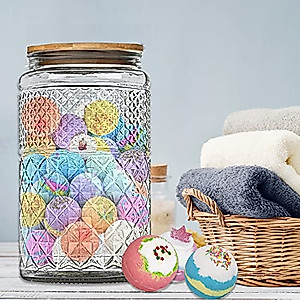 1 Gallon Cookie Jar, Wide Mouth Large Glass Jars with Bamboo Lid, Airtight Storage Food Kitchen Counter Containers for Candy, Flour, Oats, Coffee Bean, Pet Treats, Laundry Pods, Laundry Detergent