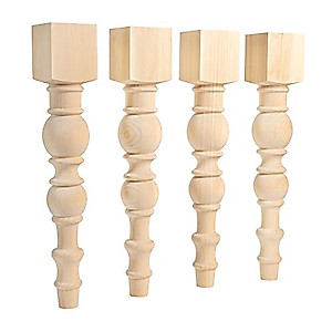 CAROLINA LEG CO. Modern Farmhouse Dining Table Legs - Unfinished - DIY Furniture - Turned Legs - Set of 4 - Dimensions: 5" x 29"