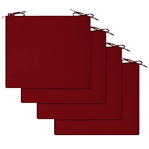downluxe Outdoor Chair Cushions, Waterproof Square Corner Memory Foam Seat Cushions with Ties for Garden Patio Funiture, 18.5" x 16" x 3", Burgundy, 4 Pack