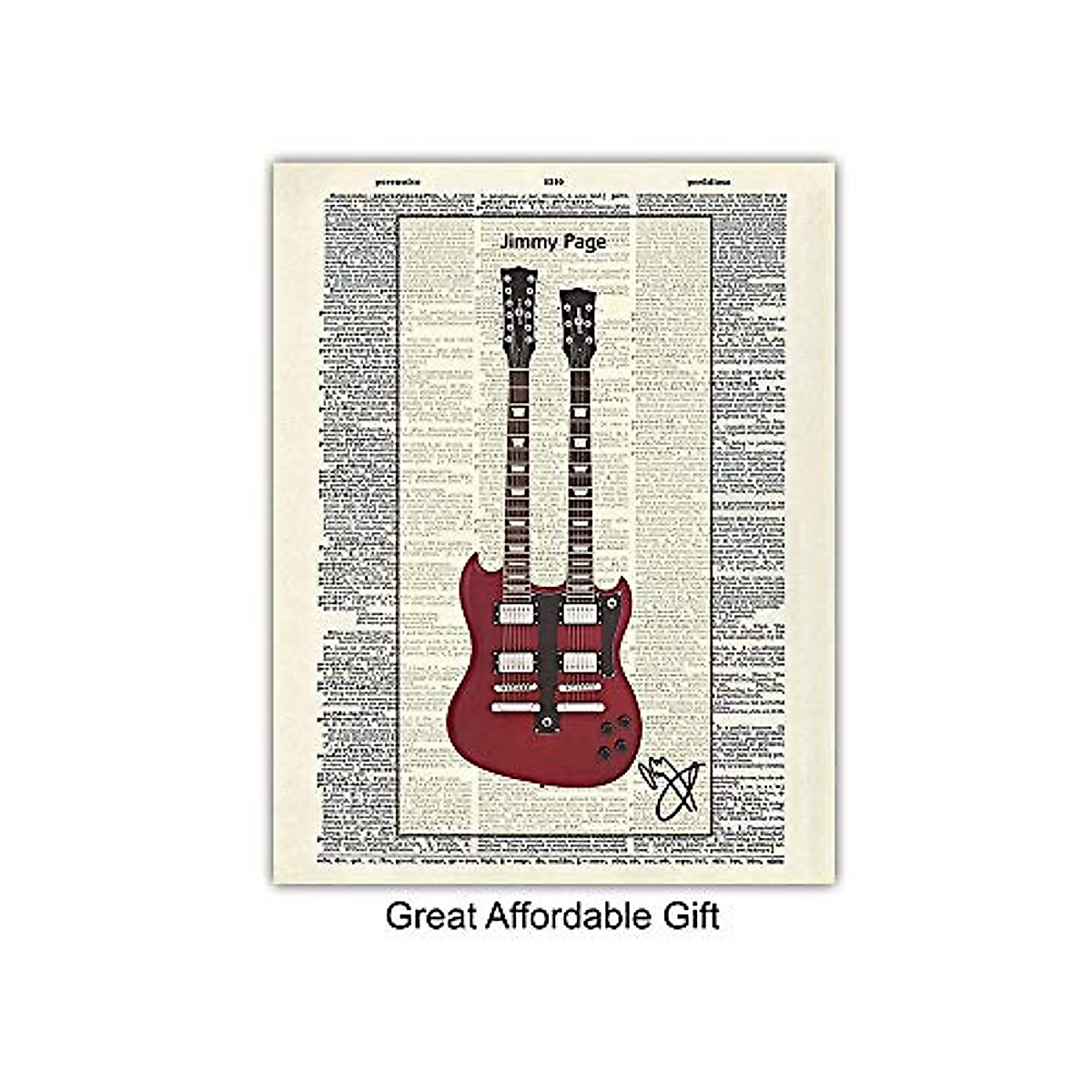 Guitar Wall Decor Poster Set - Musician Gifts for Jimi Hendrix, Eddie Van Halen, John Lennon, Jimmy Page, Eric Clapton, Music Fans - Home Decor, Wall Art, Print Set - 8x10