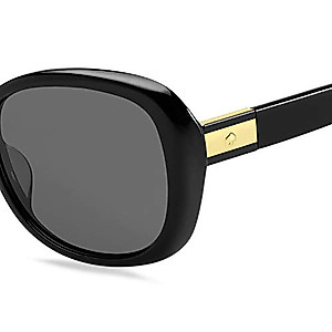 Kate Spade New York Women's Judyann Oval Sunglasses, Black Ivory/Gray Polarized, 56 mm