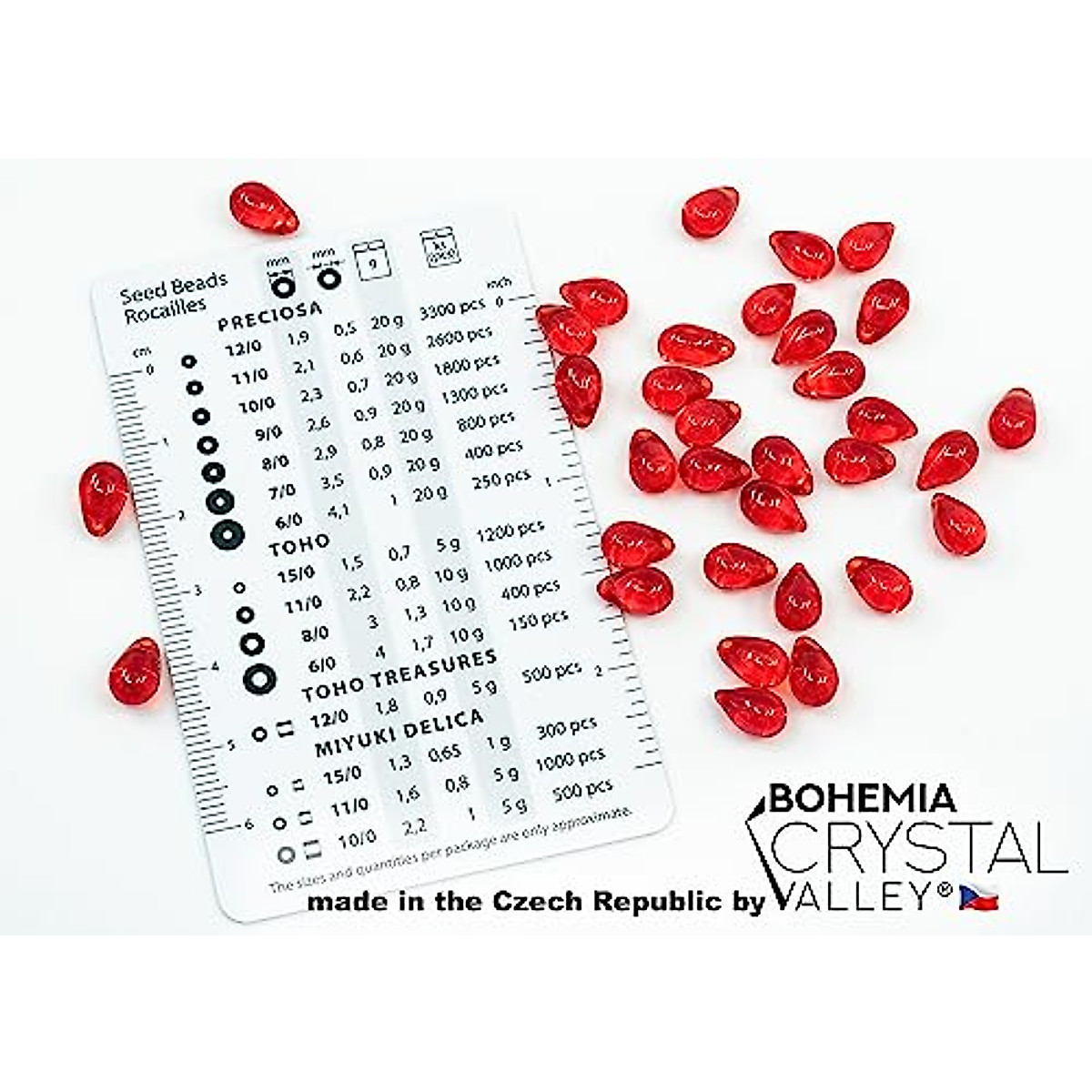 Teardrop Glass Beads for Jewelry Making Set - 120+ Bead Kit of 6x9mm Pendant Drop Beads in 4 Bright Distinct Colors: Blue, Red, Olive Green, Half Silver