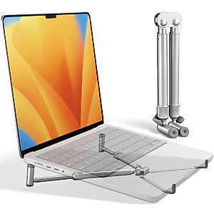 Steklo Laptop Riser - Premium Cooling Stand, Portable Laptop Stand for 12-17.3" Compatible with All Laptops MacBook Pro Air, Ideal Travel Ergonomic Compact Aluminum Adjustable, Foldable Laptop Stand