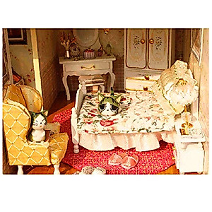 MAGQOO 3D Wooden Dollhouse Miniature DIY House Kit Tiny Mini House Kit DIY Dollhouse Miniature Kit Music Box and Glue Included(House of Fairy Tales)