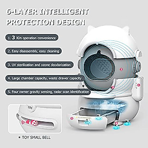 Self-Cleaning Cat Litter Box,Automatic Litter Box for Multiple of Cats，One-Touch Intelligent Safety cat Litter Box Easy to Clean.