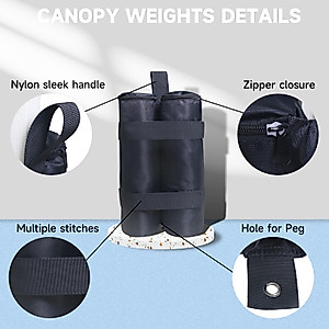 Inlun Outdoor Canopy Weights Leg Weights Sand Bags for Canopy, Patio Umbrella, Outdoor Furniture, 4pcs-Pack (Black)