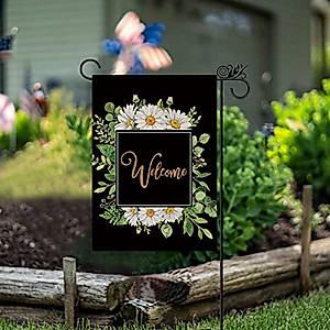 Spring Garden Flag Welcome Daisy Flowers Vertical Double Sided Seasonal Farmhouse Yard Outdoor Decor 12.5x18 Inch