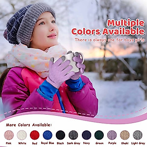 PHODIL Kids Gloves Winter Warm With Touchscreen Fingers 3 Pairs,Toddler Gloves Knitted with Fleece Lined for Cold Weather,Girls Gloves Boys Gloves Mittens for Children Age 9-15