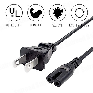 6ft Power Cord for Xbox Series X Console 2 Prong Power Cord Replacement AC Cable