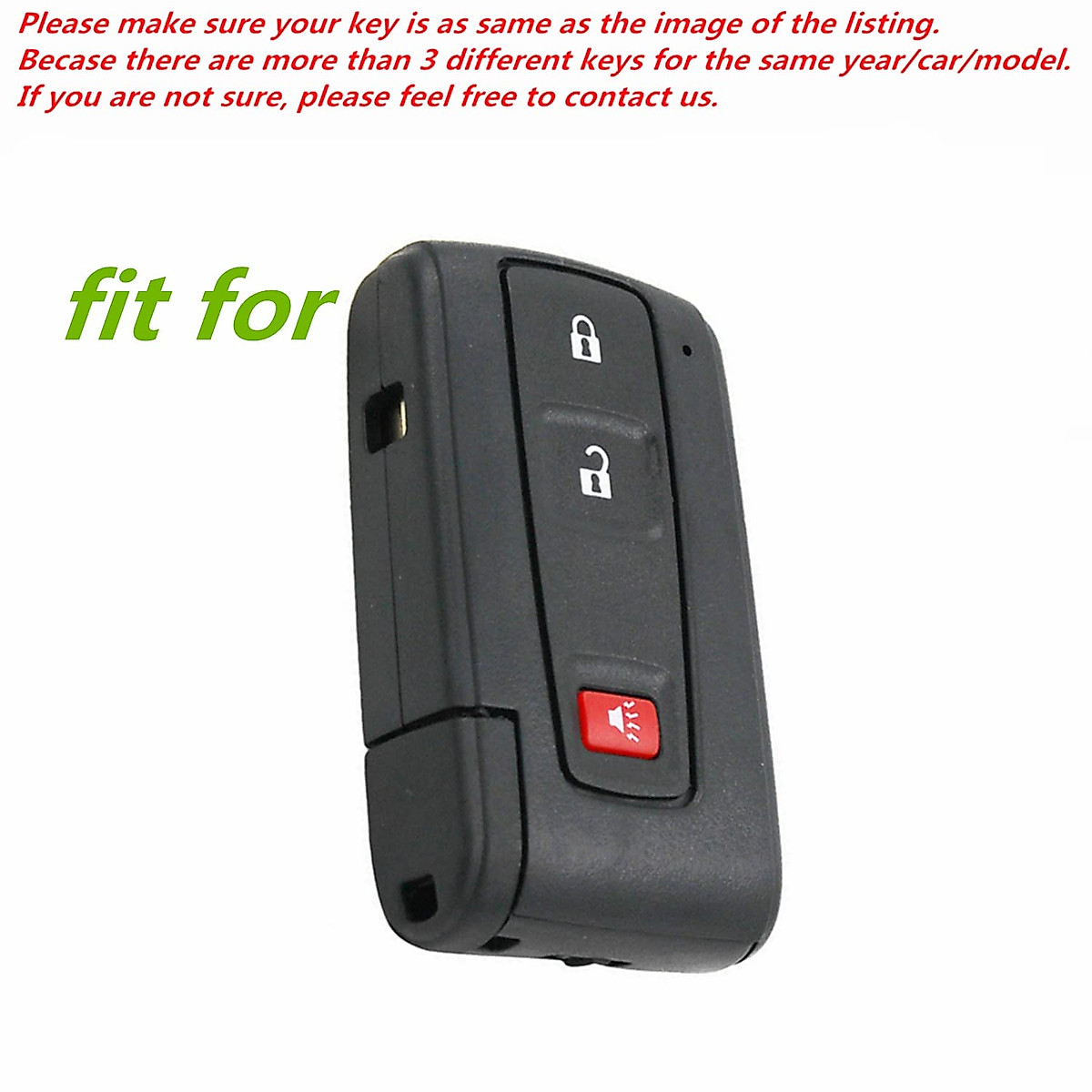 MJKEYAuto Black Leather 3 Buttons Smart Remote Key Fob Cover Chain Case for Toyota Prius 2004 2005 2006 2007 2008 2009