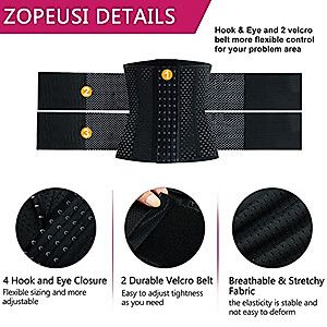 ZOPEUSI Waist Trainer For Women Waist Cincher Trimmer Sport Girdle Underbust Corset Tummy Control Hourglass Body Shaper Black