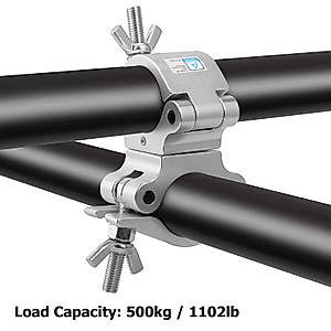 2 Inch Pro-Swivel Truss Clamp TUV, 2 Pack Eyeshot Heavy Duty 1100lb Swivel Coupler Truss Clamps, Dual Head Turn As Needed Two 360 Degree Lighting Clamps, Fit Pipe/Truss OD 48-52mm