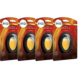 Febreze Small Spaces, Plug in Air Freshener Alternative for Home, Odor Fighter Air Freshener, Ember Scent, .25 fl oz, Pack of 4