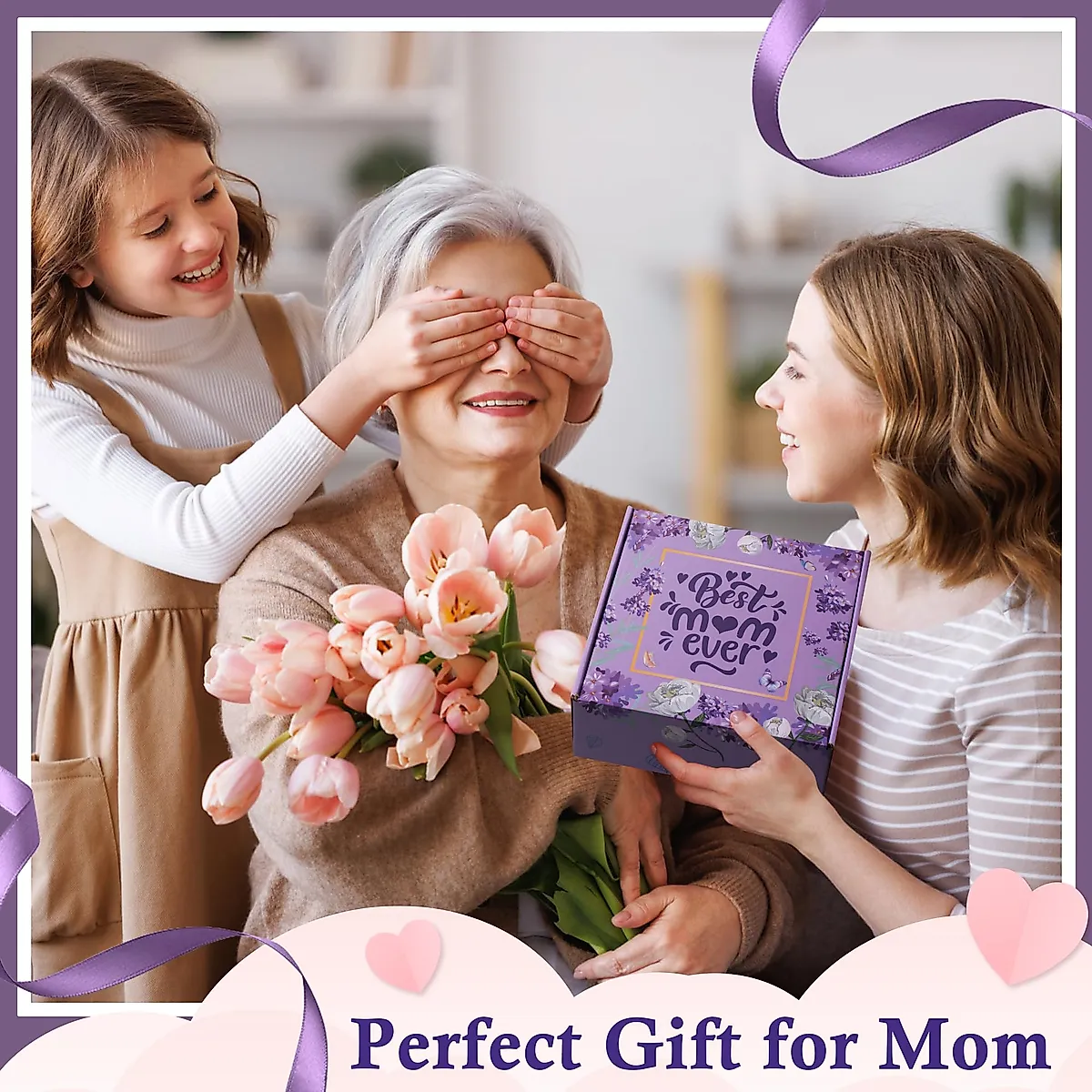 UTOBSOV Mothers Day Gifts for Mom, Mom Birthday Gifts from Daughter Son with 12oz Tumbler, Best Mom Ever Gift Basket Set Mother Gift Ideas Purple