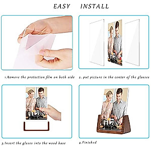 WEIMELTOY 4X6 Walnut Wooden Picture Frame,Brown Photo Frame with Double Side Acrylic Glass Cover, 2pcs Horizontal Vertical Photos for Table Top or Desktop Display, Gift for Family, Partner and Friends Gift