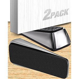 Door Stoppers Wedge for Bottom of Door - 2 Pack Heavy Duty Door Stop for Multi Floor Carpet, Large Metal & Rubber Doorstops Anti-Slip Door Holder Jam for Home Office Commercial Dorm Classroom Garage
