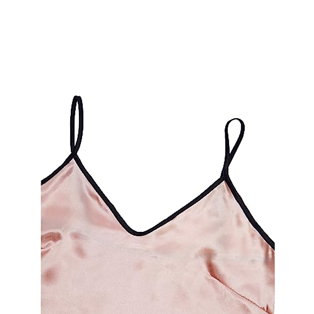 LYANER Women's Satin Silk 2pcs Set Pajamas V Neck Cami Top With Self Tie Shorts Pj Sst Sleepwear Dusty Pink Medium