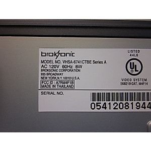Broksonic 4-Head Mono VCR (VHSA-6741CTBE)