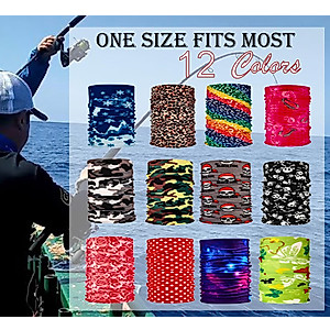 HCMY 12PCS Neck Gaiter Balaclava Multifunctional Magic Scarf Sports Tube UV Face Mask for Men Shield Headband Headwear for Women