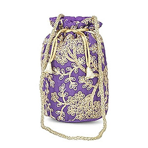 Suman Enterprises Indian Velvet Potli (Pack of 6 Potli Bag in assorted color), Jwelery Pouch, Coins Pouch