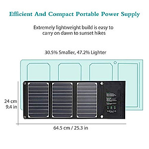 60W Foldable Solar Panel Charger, USB PC/QC3.0 5V-18V 3.3A DC Fast Solar Charging Board for Emergency Charging and Outdoor Camping. Use for Power Station Generator Laptop Tablet GPS iPad Camera etc