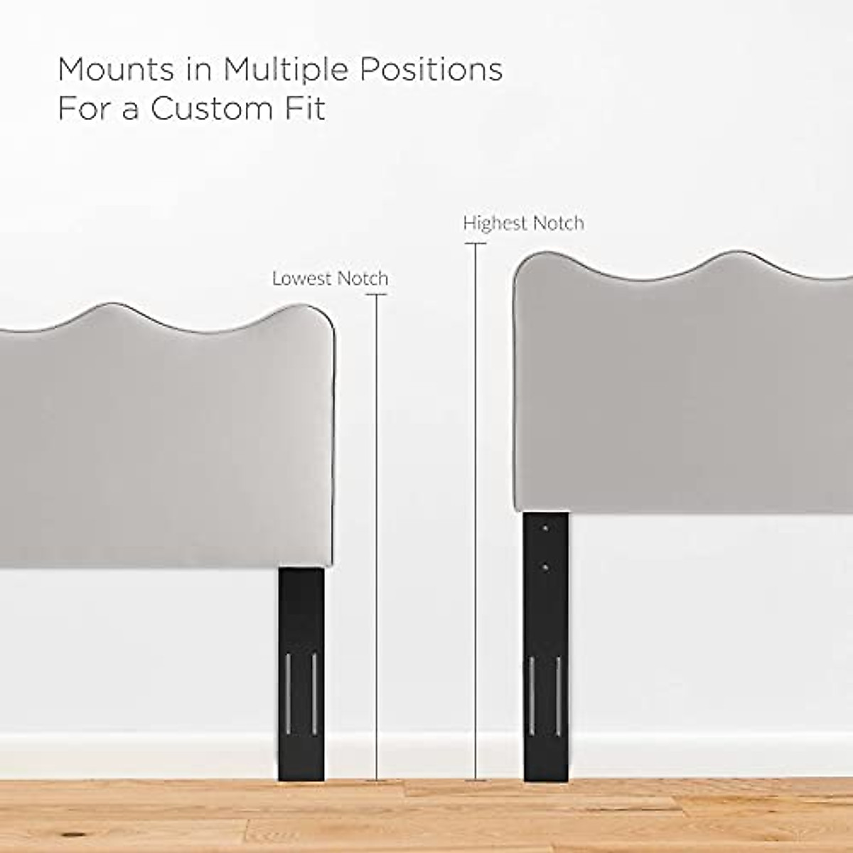 Modway Athena Performance Velvet Headboard, Full/Queen, Light Gray