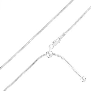 Savlano 925 Sterling Silver Italian 1.5mm Solid Snake Adjustable Bolo 14-24 Inch Chain Necklace For Women - Made in Italy Comes With a Gift Box (White)