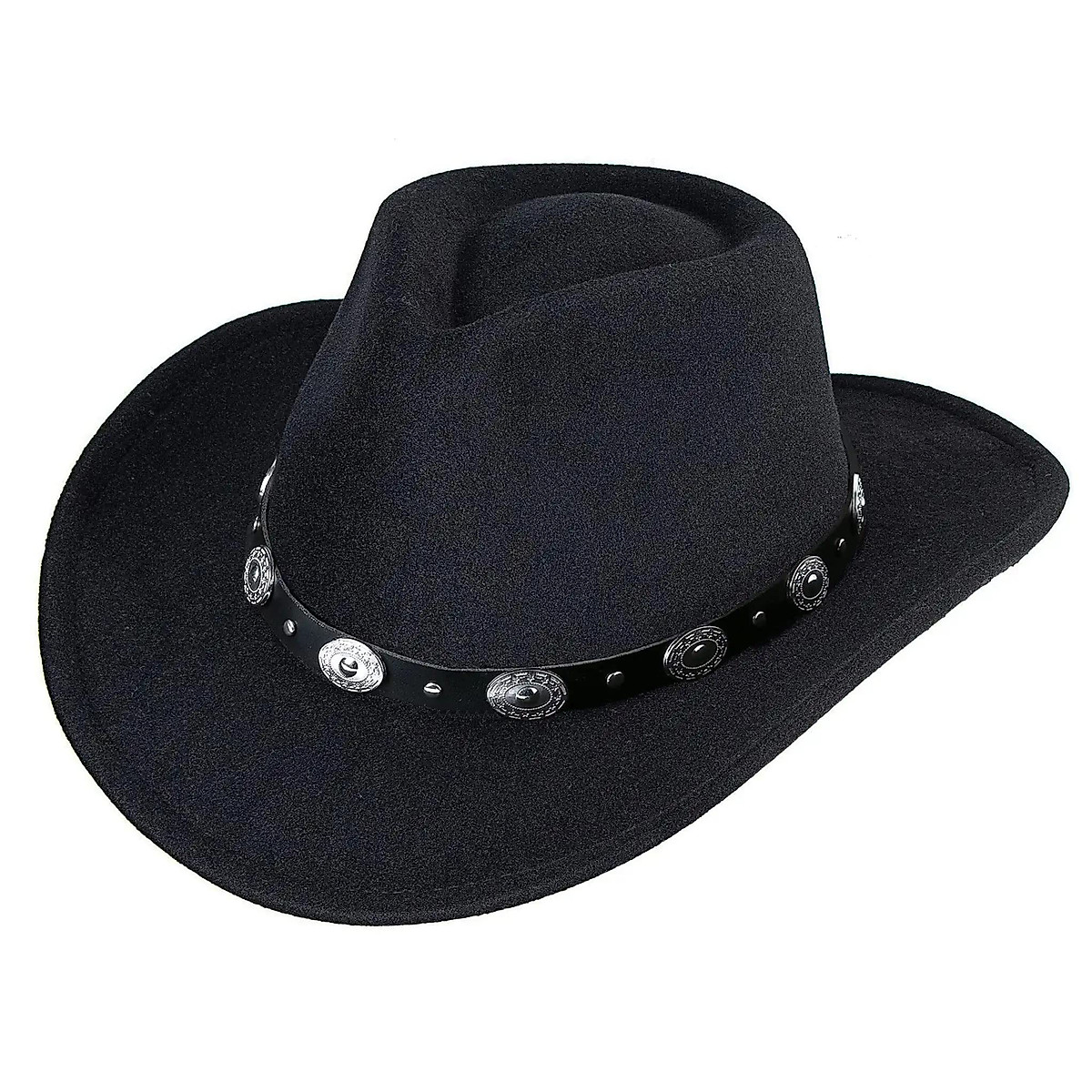 Womens Classic Roll Up Western Cowboy Hat Wide Brim Felt Fedora Hat for Men