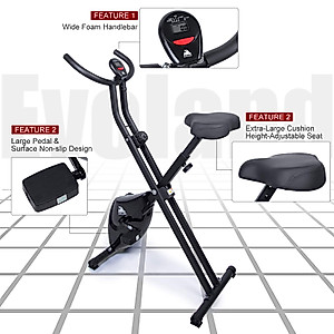 Foldable Exercise Bike Foldable Magnetic Upright Bike with 8 Resistance Levels, Cardio-Training Bike Indoor Cycling Bike for Adults
