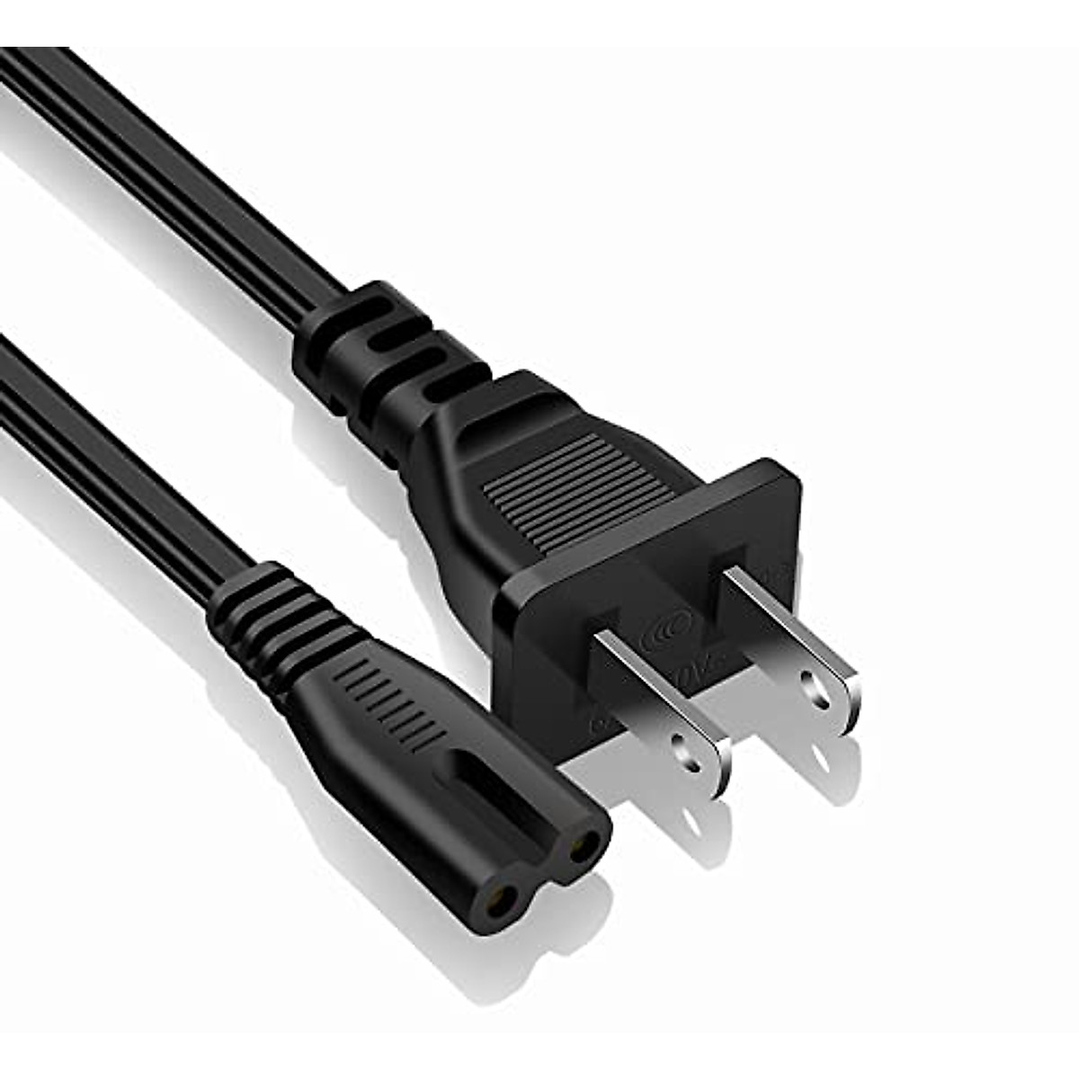 Vrllinking TV Power Cord 10Ft Cable for Samsung LG TCL Sony PS5: 2 Prong AC Wall Plug 2-Slot LED LCD Insignia Sharp Toshiba JVC Hisense Electronics UN65KS8000FXZA UN40J5200AFXZA 43UH6100 Printers Xbox