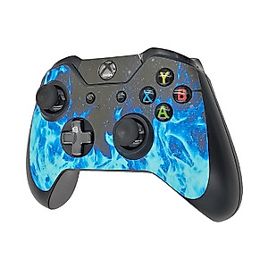 SKINOWN Skin Sticker Vinly Decal Cover for Microsoft Xbox One DualShock Wireless Controller (Blue Flame)