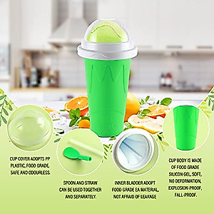 Slushie Maker Cup(2 Pack), Magic Quick Frozen Slushy Cup, Double Layer Squeeze Cup, Cool Stuff Birthday Gifts for Kids(Blue&Green)