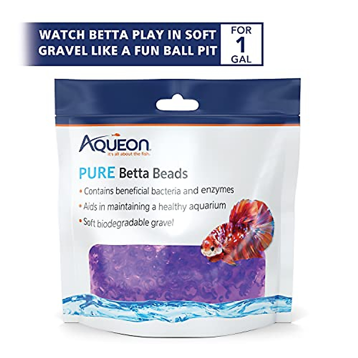 Aqueon Pure Betta Beads, Purple