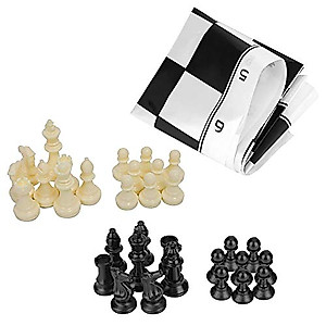 Alomejor Chess Board Game Portable Plastic International Chess Set with Black and White Medieval Chess