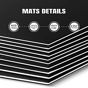 AUEAR, Black 12x16 Uncut Mat Matte Boards for Picture Framing, Print, Artwork - Backing Boards 1/16" Thick, 15 Pack